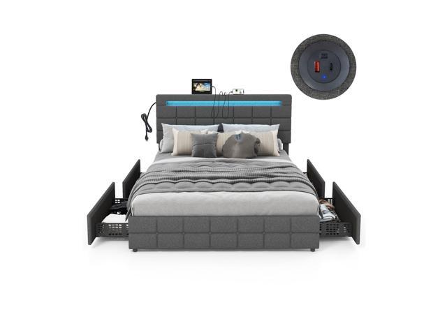 Click here for SlickBlue Upholstered LED Bed Frame with Headboard... prices