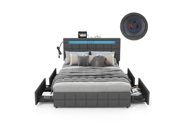 Click here for SlickBlue Upholstered LED Bed Frame with Headboard... prices