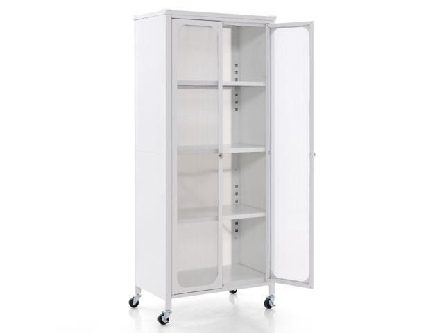 Click here for SlickBlue Glass Doors Storage Cabinet with Wheels... prices