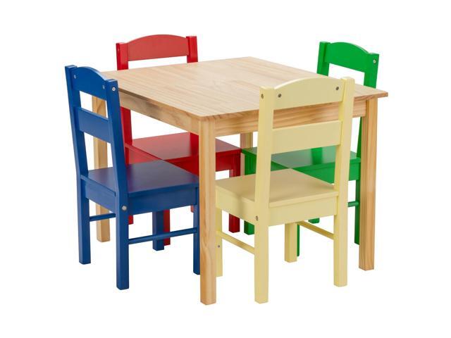 Click here for SlickBlue 5 pcs Kids Pine Wood Multicolor Table Ch... prices