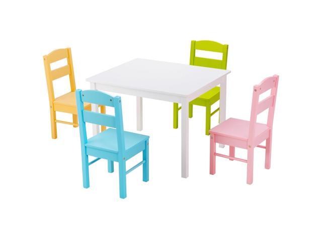 Click here for SlickBlue 5 pcs Kids Pine Wood Table Chair Set-Whi... prices