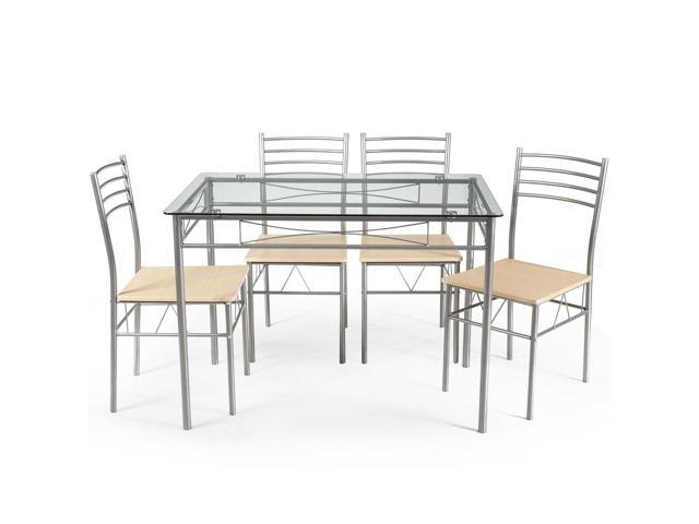 Click here for SlickBlue 5 Pieces Dining Set Glass Table and 4 Ch... prices