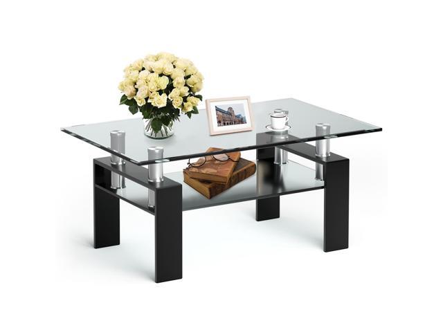 Click here for SlickBlue Rectangle Glass Coffee Table with Metal... prices