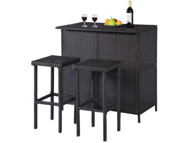 Click here for SlickBlue 3 pcs Patio Outdoor Rattan Wicker Bar Ta... prices