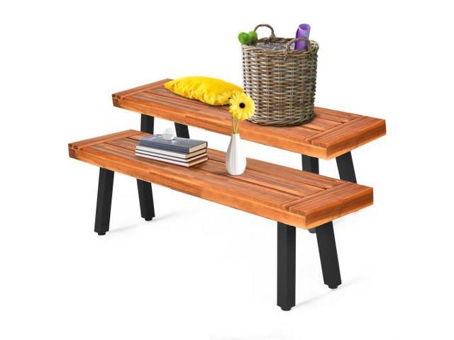 Click here for SlickBlue Acacia Wood Dining Bench Rustic Wood Out... prices