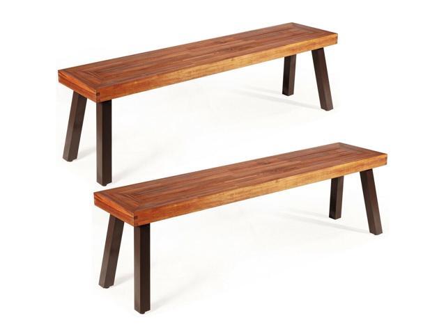 Click here for SlickBlue Set of 2 Patio Acacia Wood Dining Benche... prices