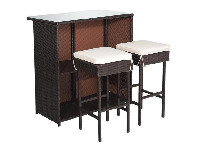 Click here for SlickBlue 3 Pieces Patio Rattan Wicker Bar Table S... prices
