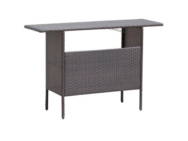 Click here for SlickBlue Outdoor Wicker Bar Table with 2 Metal Me... prices