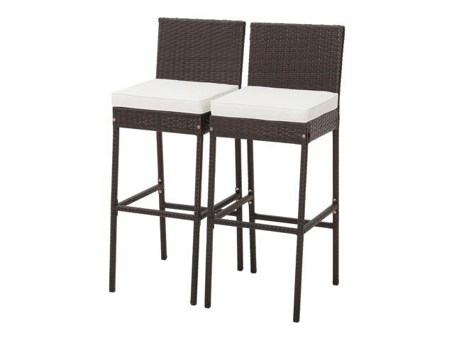 Click here for SlickBlue 2 Pieces Patio Cushioned Wicker Barstool... prices