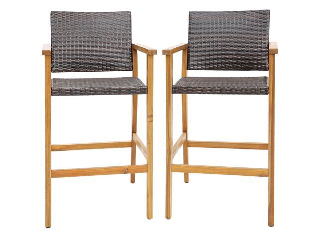 Click here for SlickBlue Set of 2 PE Wicker Patio Bar Chairs with... prices