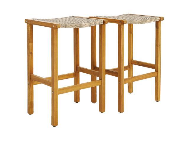 Click here for SlickBlue Patio Wood Bar Stools Set of 2-2Pieces prices