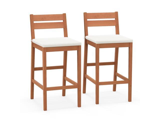 Click here for SlickBlue Set of 2 Outdoor Wood Barstools with Sof... prices