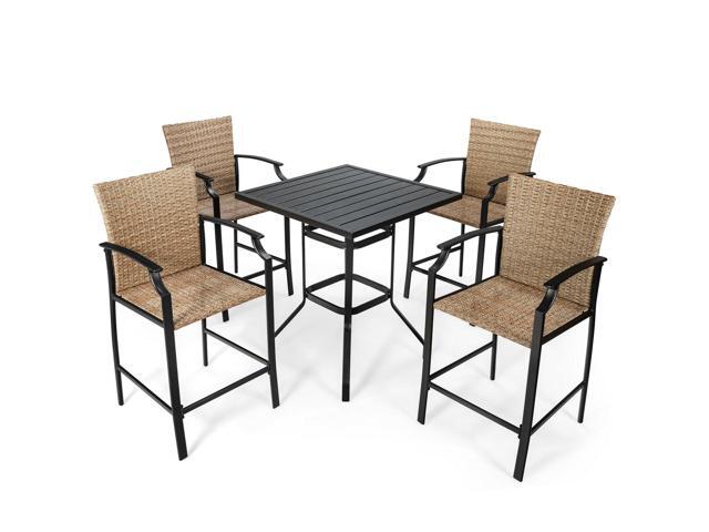 Click here for SlickBlue 5 Pieces Outdoor Rattan Bistro Bar Stool... prices