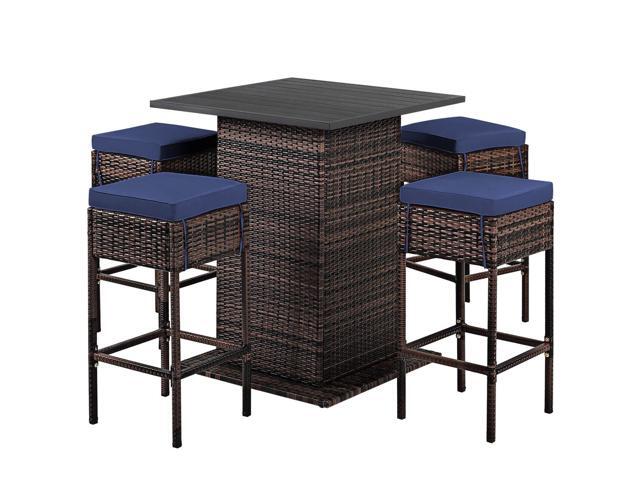 Click here for SlickBlue 5 Pieces Patio Rattan Bar Table Stool Se... prices