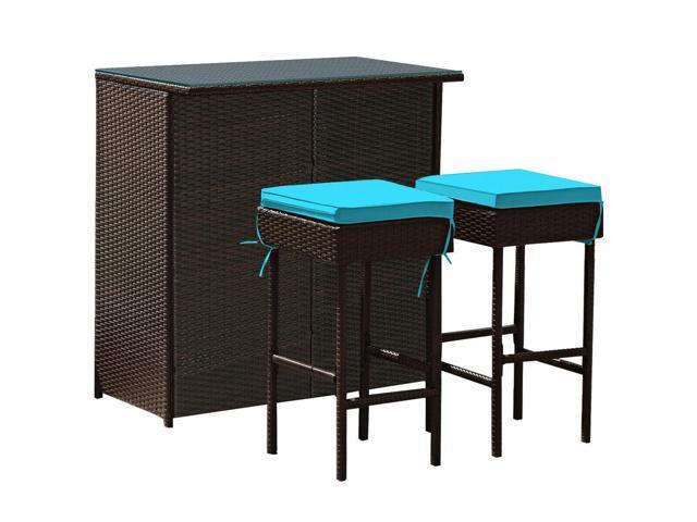 Click here for SlickBlue 3 Pieces Patio Rattan Wicker Bar Table S... prices