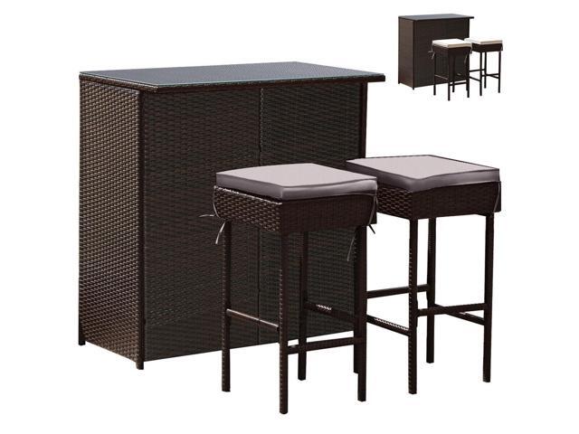 Click here for SlickBlue 3 Pieces Patio Rattan Wicker Bar Table S... prices