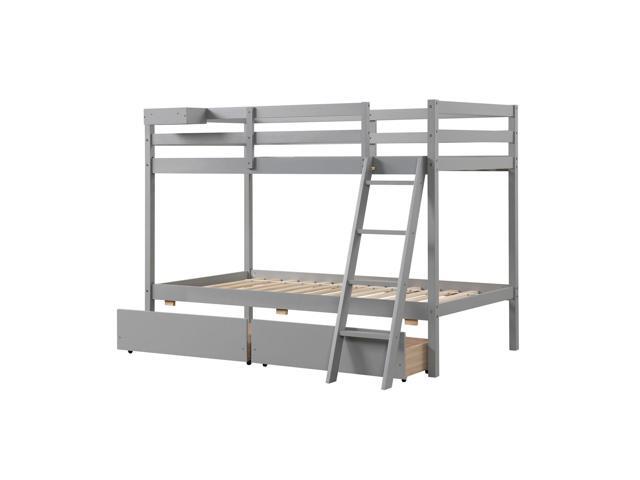 Click here for SlickBlue Twin Over Twin Bunk Bed Wood Bed Frame w... prices
