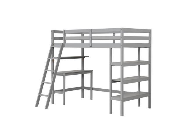 Click here for SlickBlue Twin Size Loft Bed with Desk and Bookshe... prices