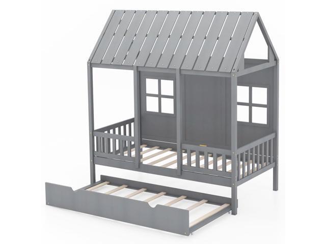 Click here for SlickBlue Twin Size Bed Frame House Bed with Trund... prices