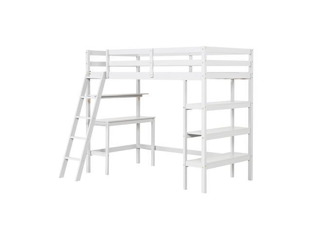 Click here for SlickBlue Twin Size Loft Bed with Desk and Bookshe... prices