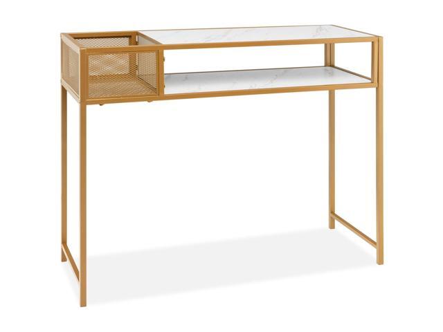 Click here for SlickBlue Faux Marble Console Table with Wire Bask... prices