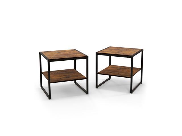 Click here for SlickBlue 2 Pieces Industrial 2-Tier Side Table Se... prices