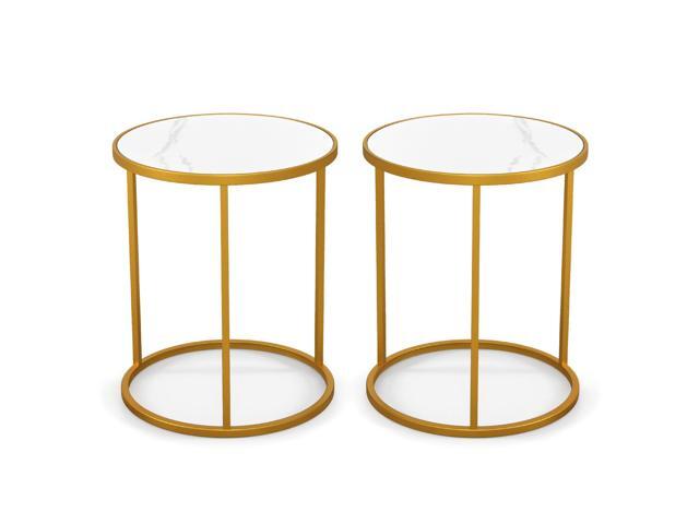 Click here for SlickBlue 16 Inch Marble Top Round Side Table with... prices