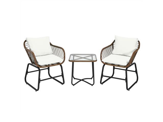 Click here for SlickBlue 3 Pieces Patio Rattan Bistro Set Cushion... prices