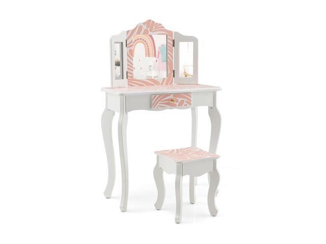 Click here for SlickBlue 2-in-1 Kids Vanity Table Set with Tri-fo... prices