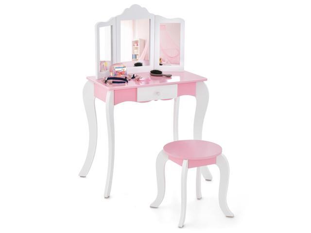 Click here for SlickBlue Kids Wooden Vanity Table and Stool Set w... prices