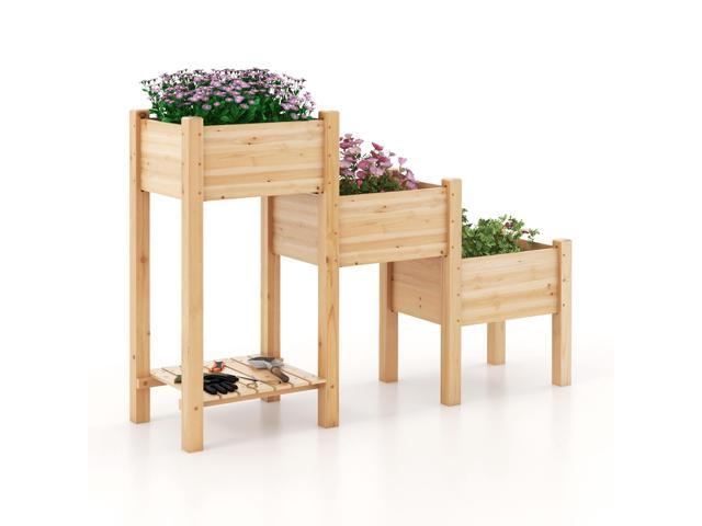 Click here for SlickBlue 3-Tier Wooden Raised Garden Bed with Ope... prices