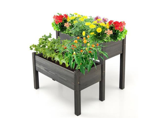 Click here for SlickBlue 2 Tier Wooden Elevated Planter Box with... prices