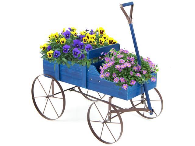 Click here for SlickBlue Wooden Wagon Plant Bed with Metal Wheels... prices