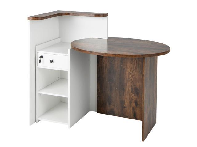 Click here for SlickBlue Front Reception Office Desk with Open Sh... prices