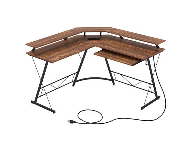 Click here for SlickBlue L-shaped Computer Desk with Power Outlet... prices