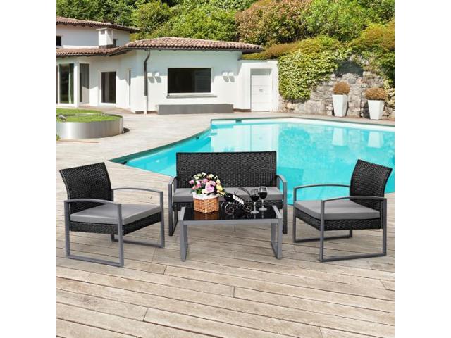 Click here for SlickBlue 4 PCS Modern Outdoo Patio Cushioned Ratt... prices