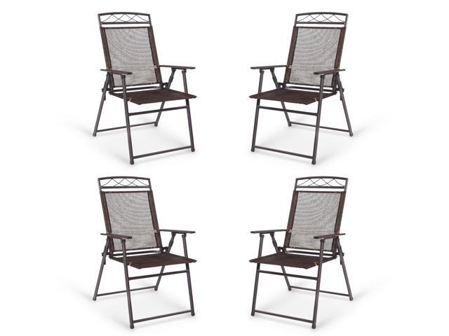 Click here for SlickBlue Set of 4 Patio Folding Sling Chairs Stee... prices
