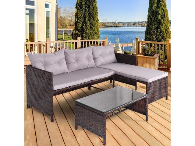 Click here for SlickBlue 3 pcs Rattan Wicker Deck Couch Outdoor P... prices