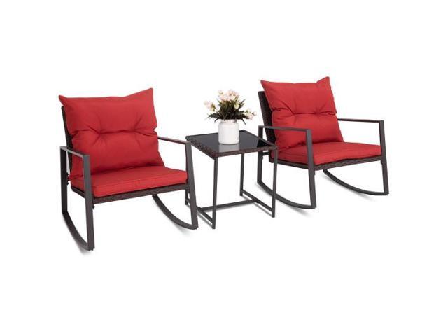 Click here for SlickBlue 3 PCS Patio Rocking Wicker Bistro Set Ou... prices