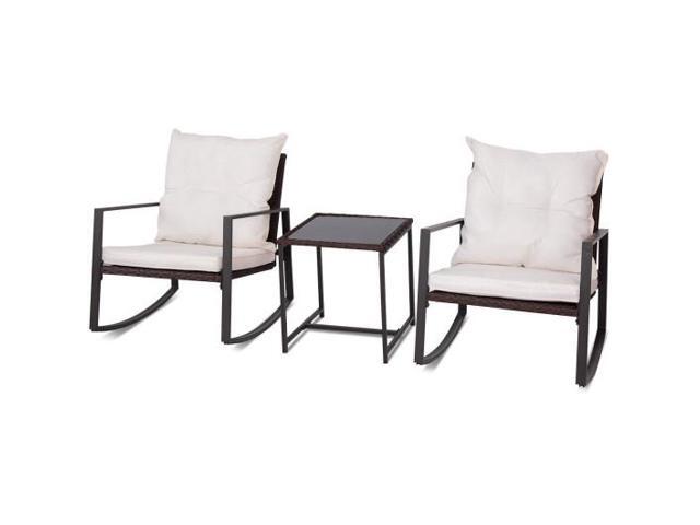 Click here for SlickBlue 3 PCS Patio Rocking Wicker Bistro Set Ou... prices
