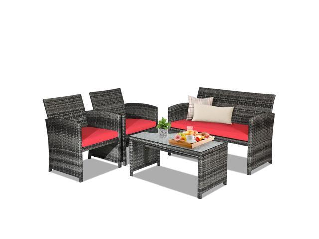 Click here for SlickBlue 4 Pcs Patio Rattan Furniture Set Top Sof... prices