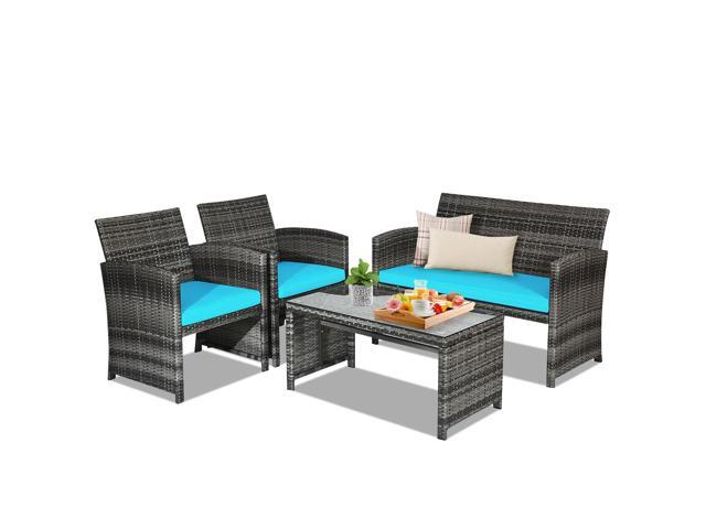 Click here for SlickBlue 4 Pcs Patio Rattan Furniture Set Top Sof... prices