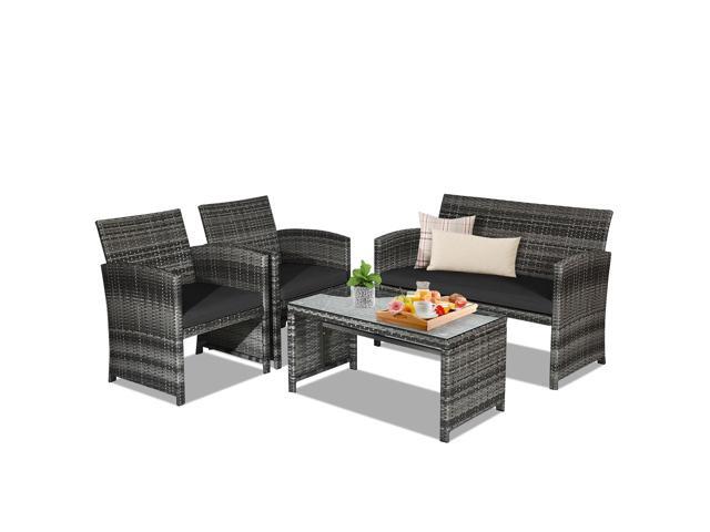 Click here for SlickBlue 4 Pcs Patio Rattan Furniture Set Top Sof... prices