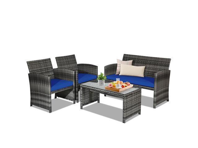 Click here for SlickBlue 4 Pcs Patio Rattan Furniture Set Top Sof... prices
