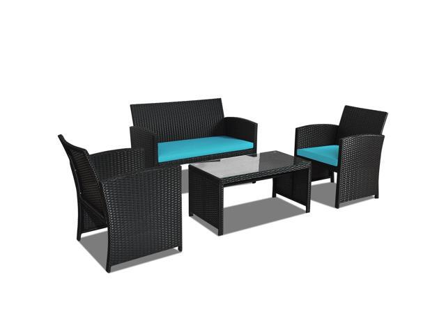 Click here for SlickBlue 4 Pieces Rattan Patio Furniture Set with... prices