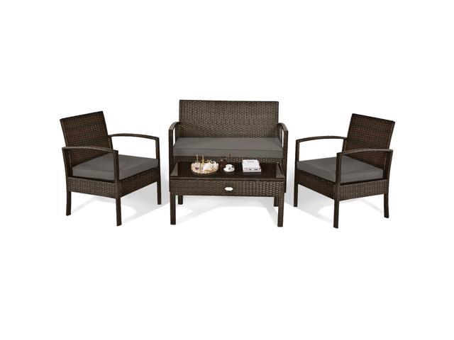 Click here for SlickBlue 4 Pieces Patio Rattan Cushioned Furnitur... prices