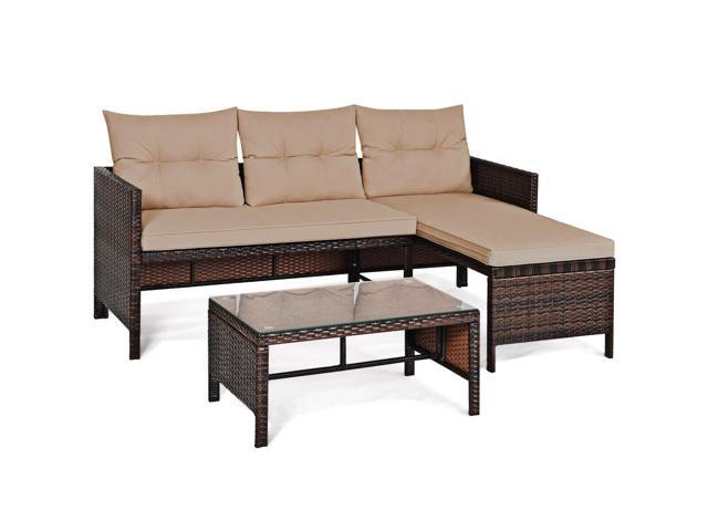 Click here for SlickBlue 3 Pieces Patio Wicker Rattan Sofa Set prices