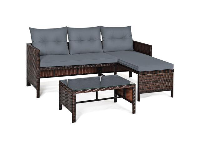 Click here for SlickBlue 3 Pieces Patio Wicker Rattan Sofa Set prices