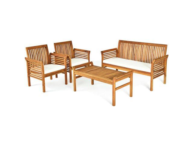 Click here for SlickBlue 4 Pieces Outdoor Acacia Wood Sofa Furnit... prices
