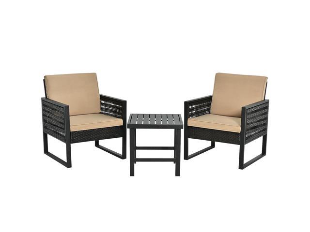 Click here for SlickBlue 3 Pieces Patio Rattan Bistro Cushioned F... prices